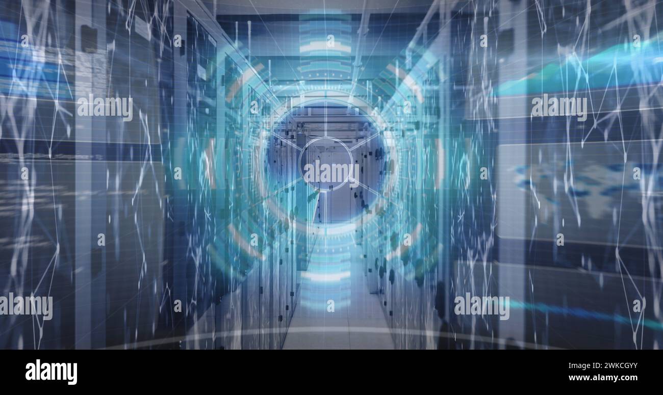 Image of scope scanning over computer servers Stock Photo - Alamy