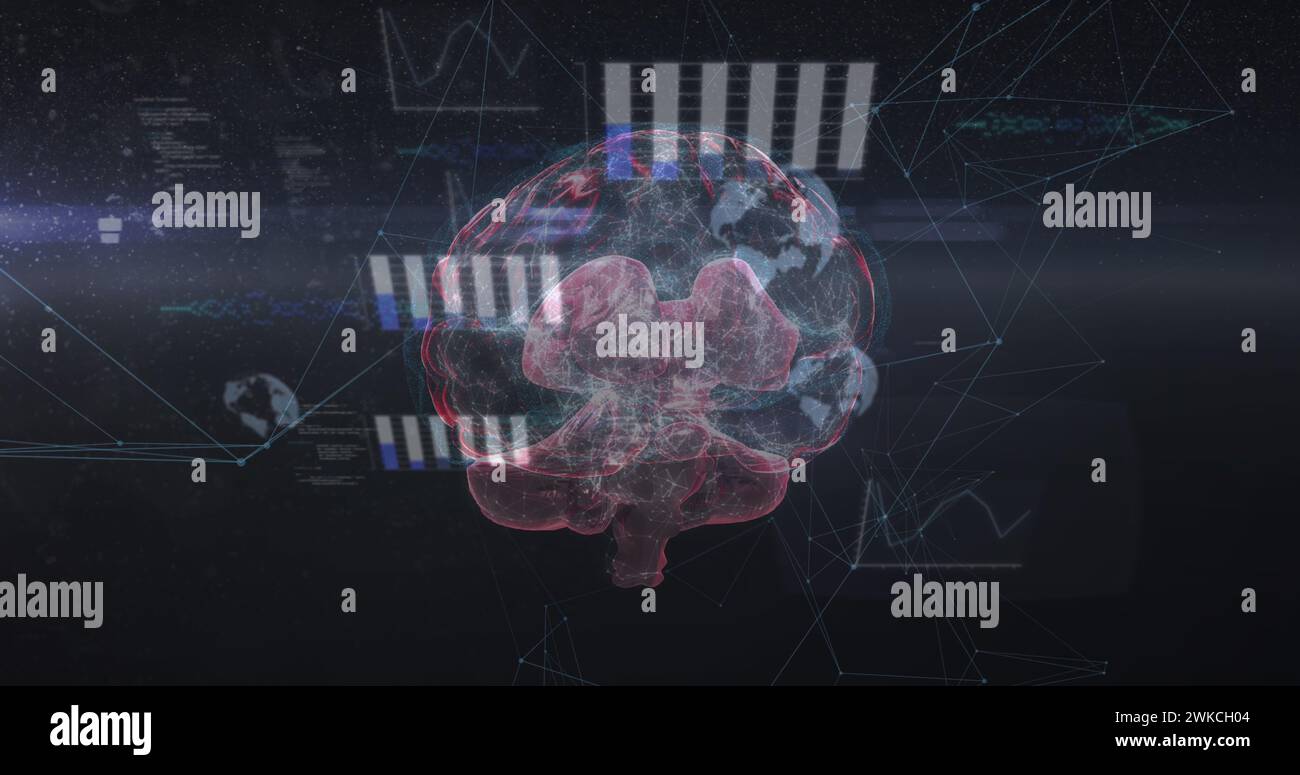 Image of brain and data processing over digital screen Stock Photo - Alamy