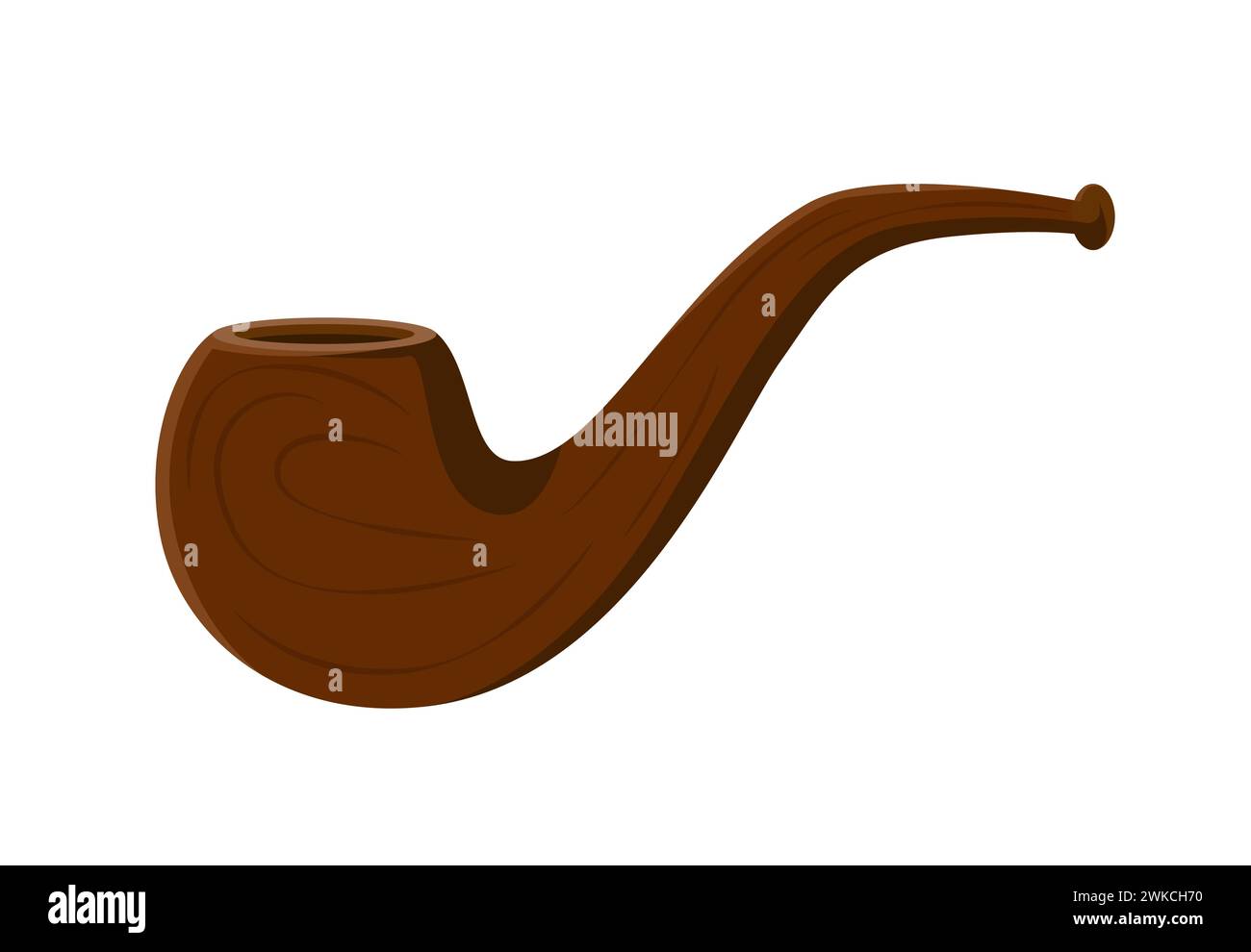 Cartoon pirate smoking pipe, vintage device, rugged and carved from ...