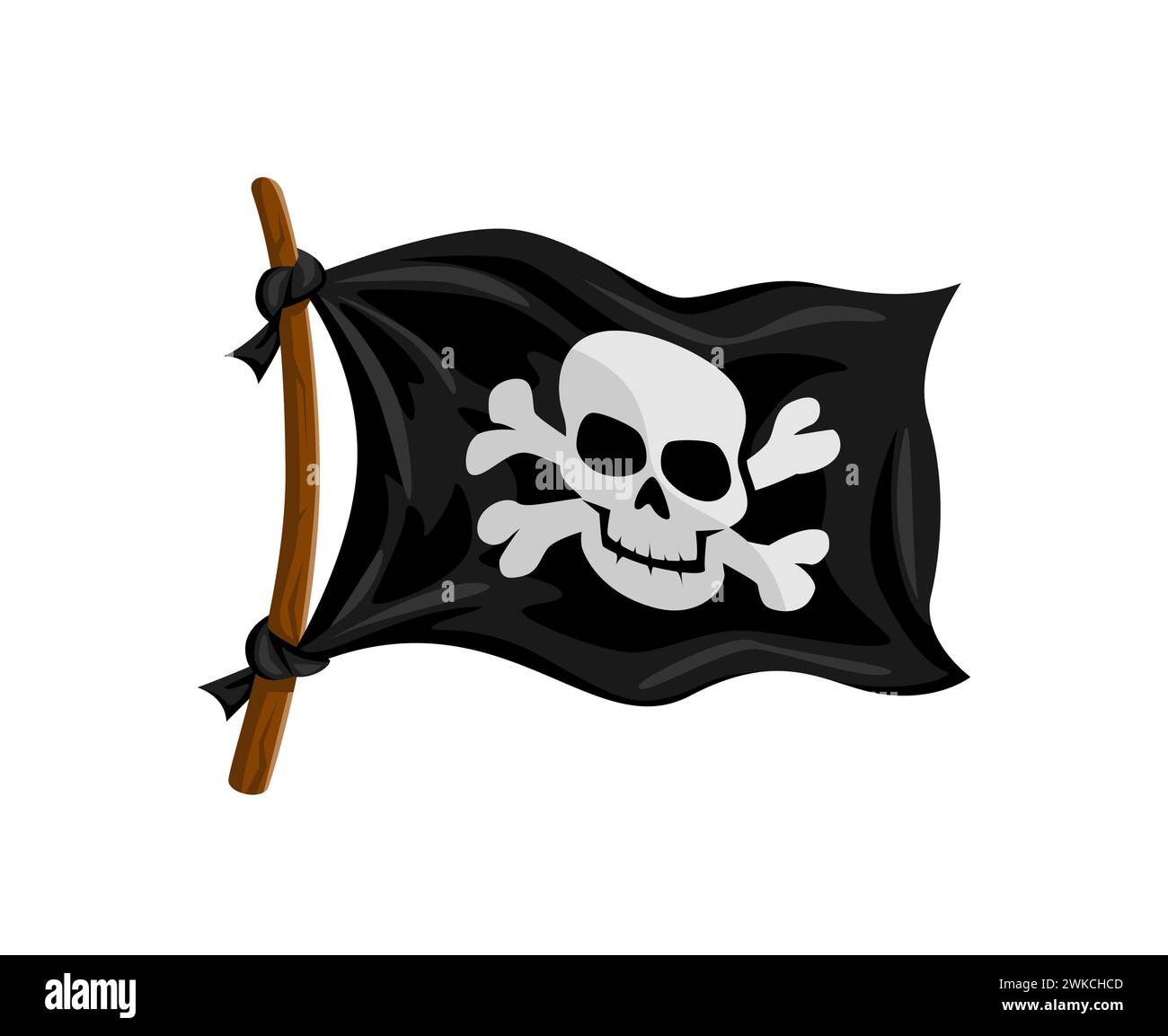 Jolly Roger pirate flag, black banner with skull and crossbones ...