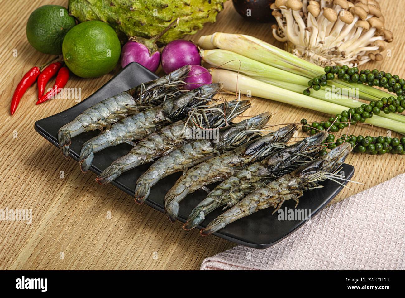 Fresh raw uncooked big tiger prawn Stock Photo - Alamy