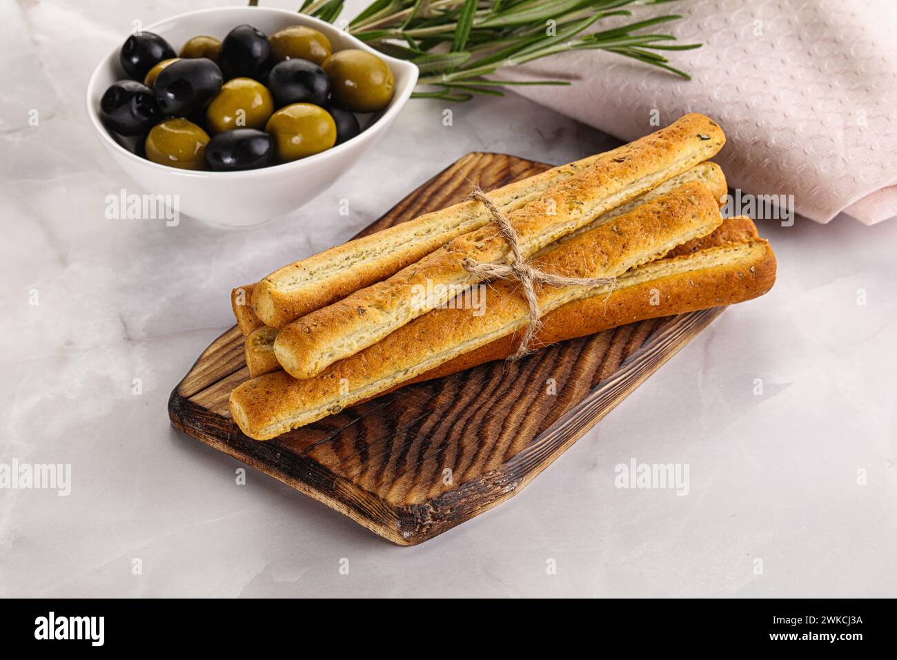 Crispy grissini italian bread heap snack Stock Photo - Alamy