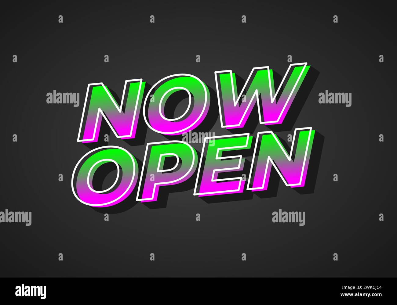 Now open. Text effect design in 3d look with eye catching colors Stock ...