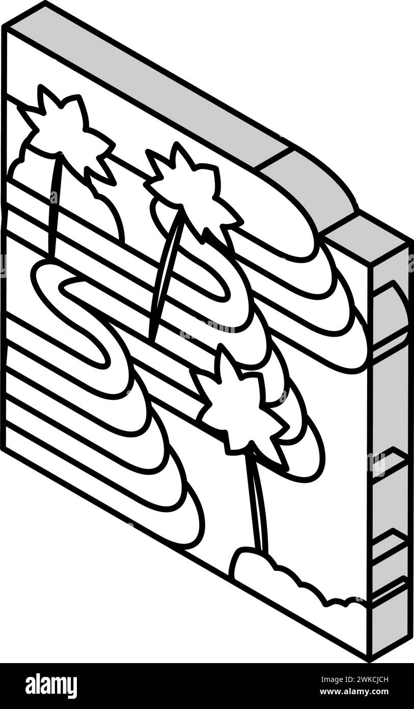 tegallalang rice terraces isometric icon vector illustration Stock ...