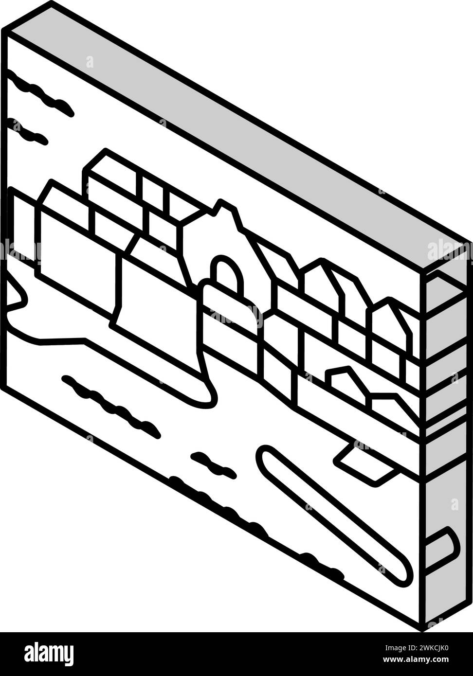 Dubrovnik Old Town Isometric Icon Vector Illustration Stock Vector
