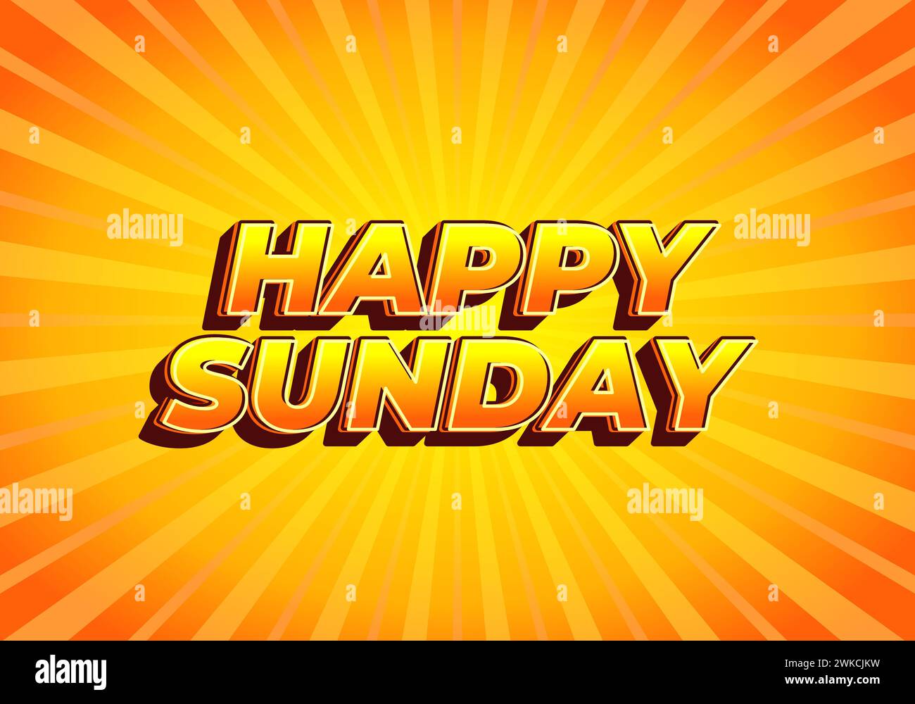 Happy sunday. Text effect design in 3D effect with eye catching color ...