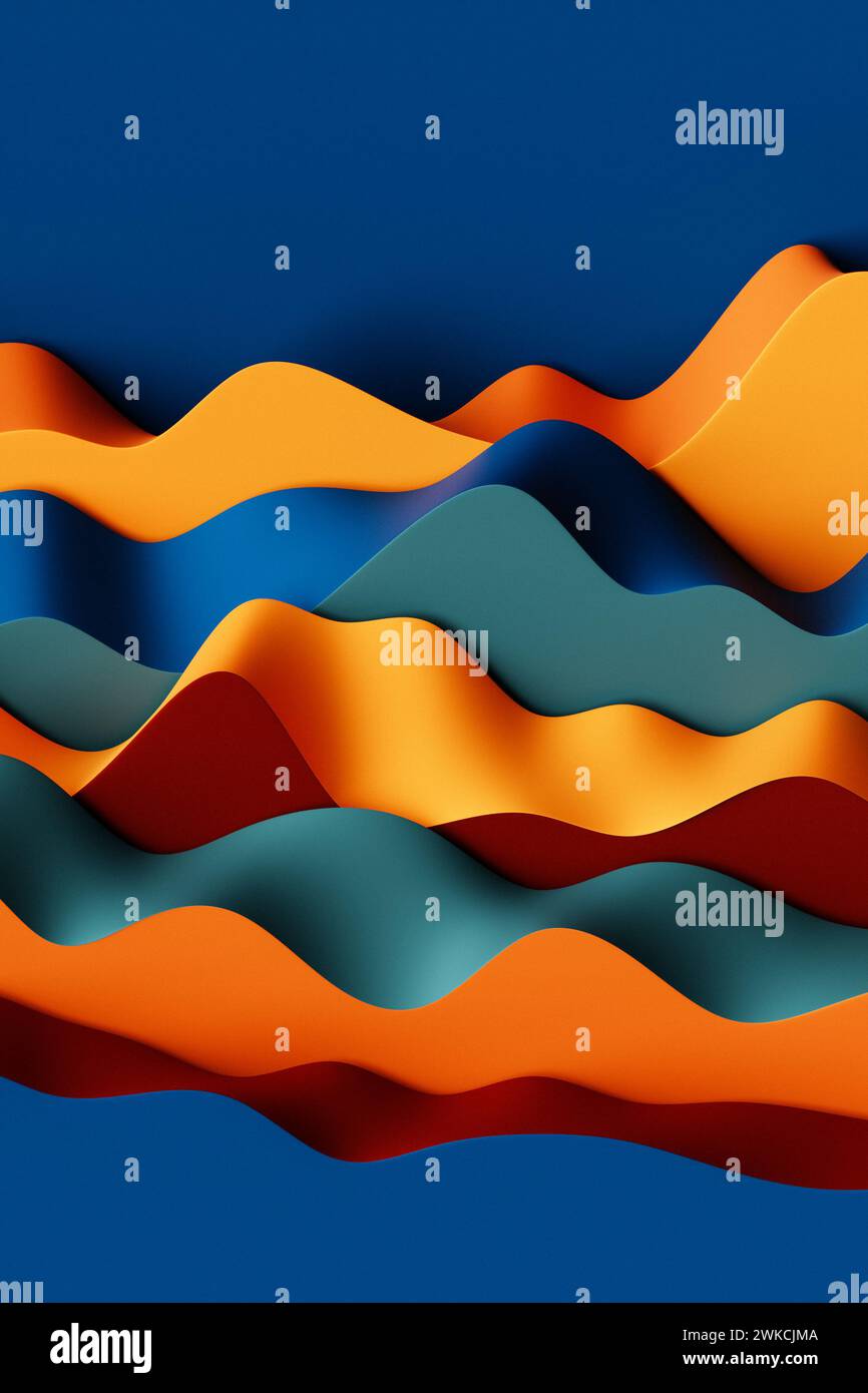 3d Illustration rows of colorful lines .Geometric background, pattern ...