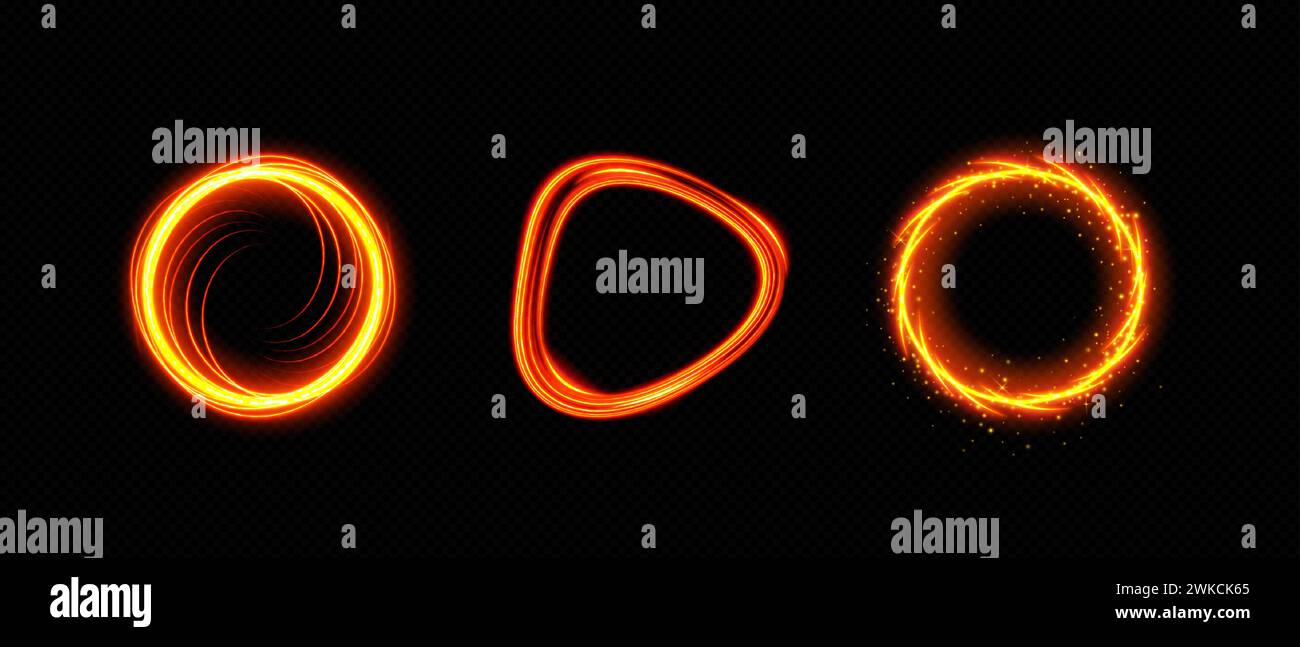 Fire circle and triangle magic portal with flare and sparkles ...