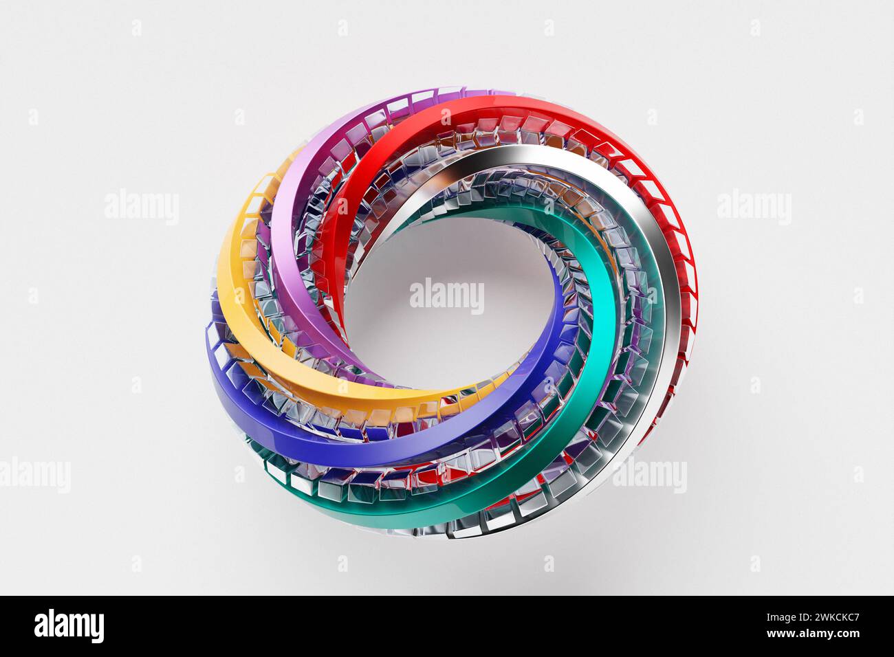 Futuristic neon colorful torus donut. 3D rendering, torus geometry ...