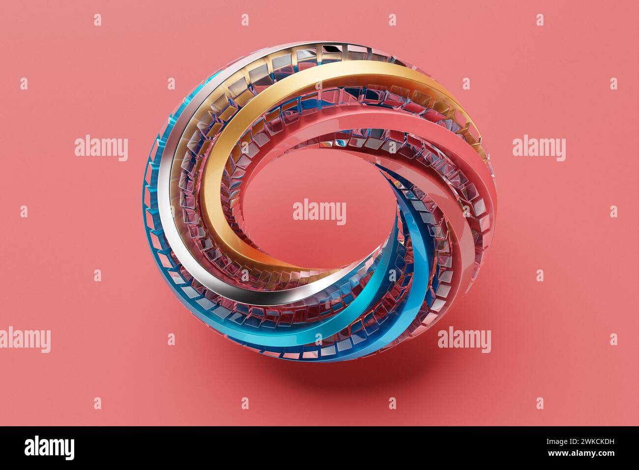 Futuristic neon colorful torus donut. 3D rendering, torus geometry ...