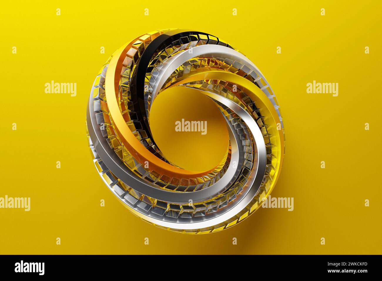 Futuristic neon colorful torus donut. 3D rendering, torus geometry ...