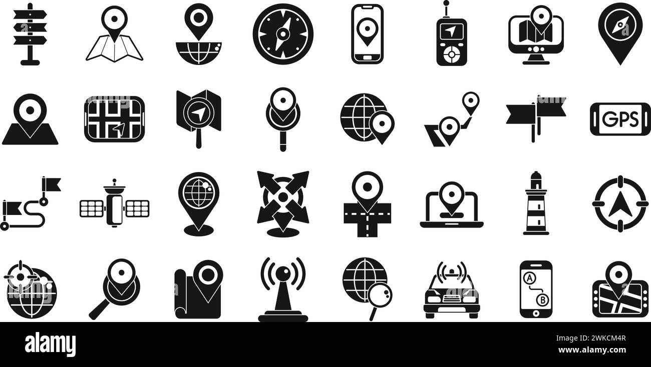 Geolocation icons set simple vector. Pin map location. App tourism mobile Stock Vector Image ...