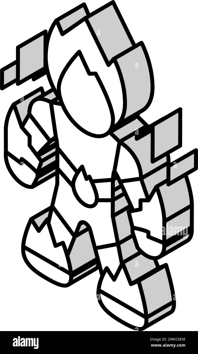 fire monster isometric icon vector illustration Stock Vector Image ...