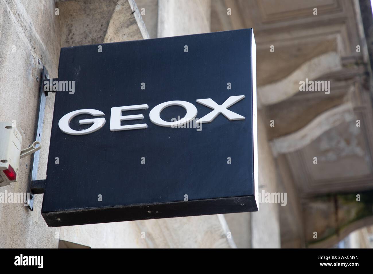 Bordeaux , France - 02 19 2024 : Geox sign text store and shop logo of ...