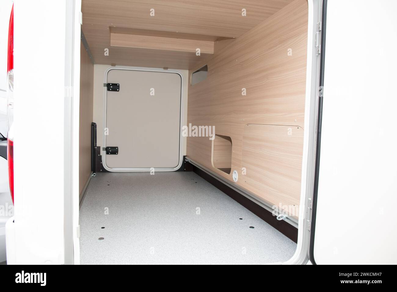Interior of big large Motorhome with doors open to appreciate the ...