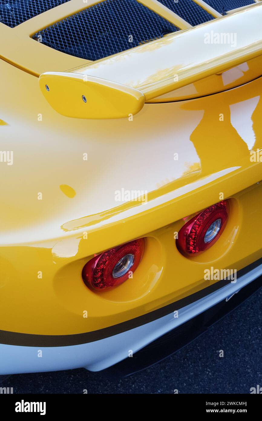 Luxury Headlights rear light sport yellow Car details Stock Photo - Alamy