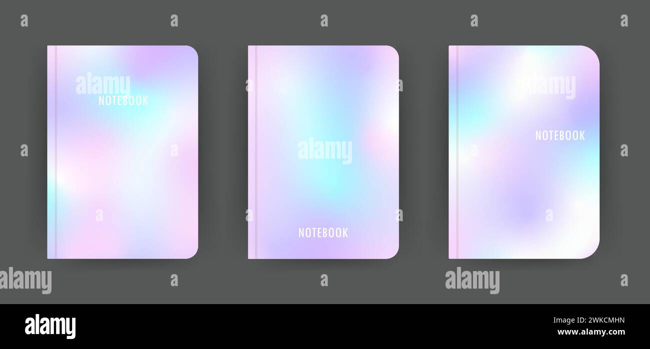 Cover page notebook collection. Templates with retro holographic ...