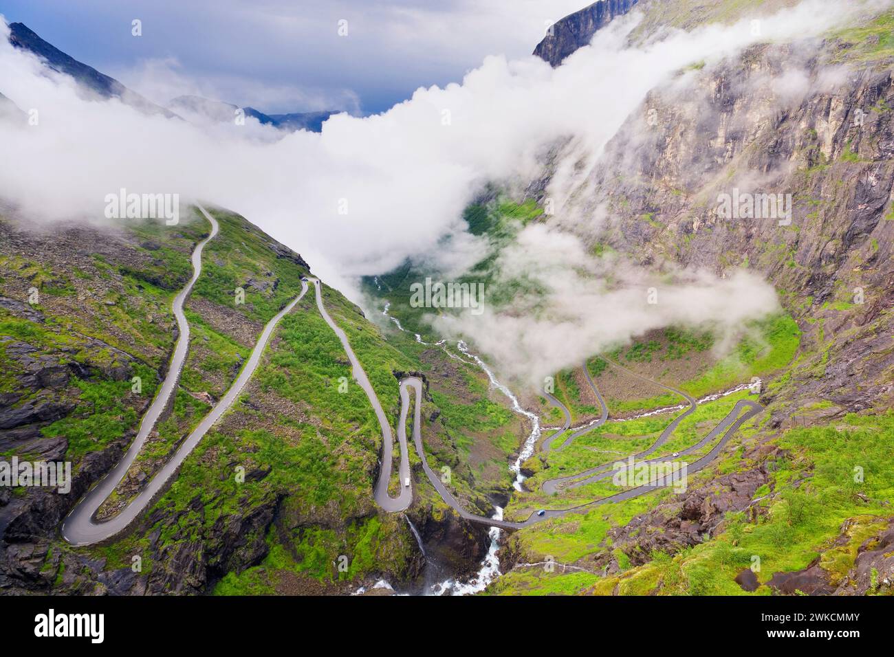 Mountain pass full of hairpin bends, Trollstigen, Norway Stock Photo ...