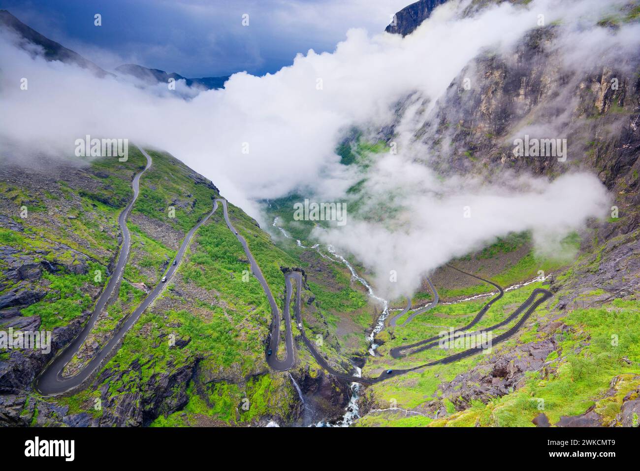Mountain pass full of hairpin bends, Trollstigen, Norway Stock Photo ...