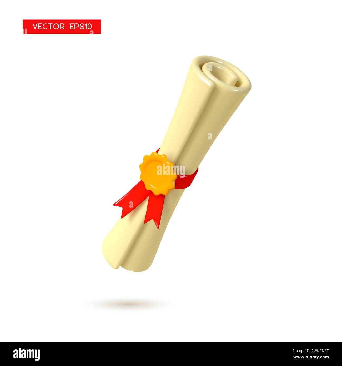 3d diploma scroll with stamp and red ribbon Stock Vector Image & Art ...