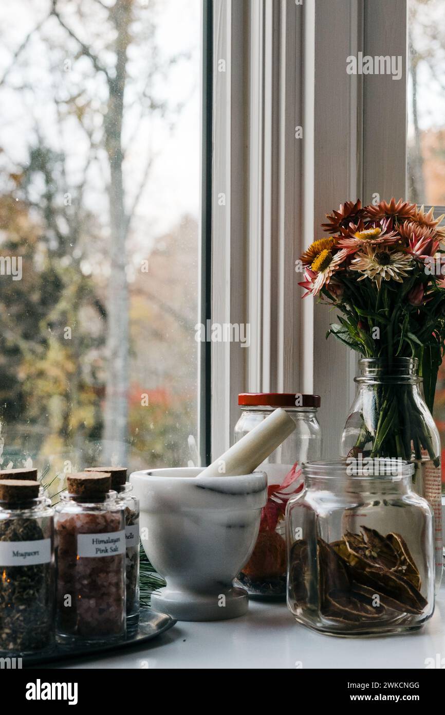 Jars on windowsill hi-res stock photography and images - Alamy