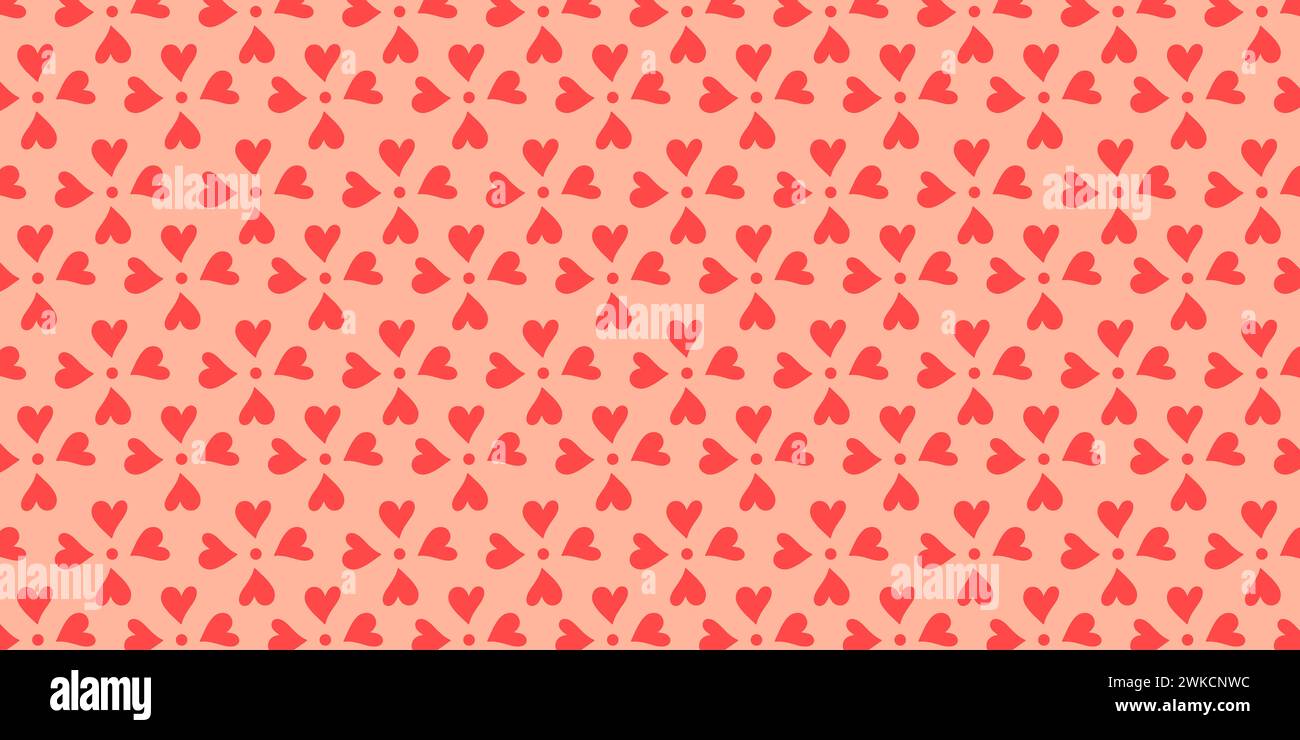 Cute love heart seamless pattern illustration. Cute romantic pink ...