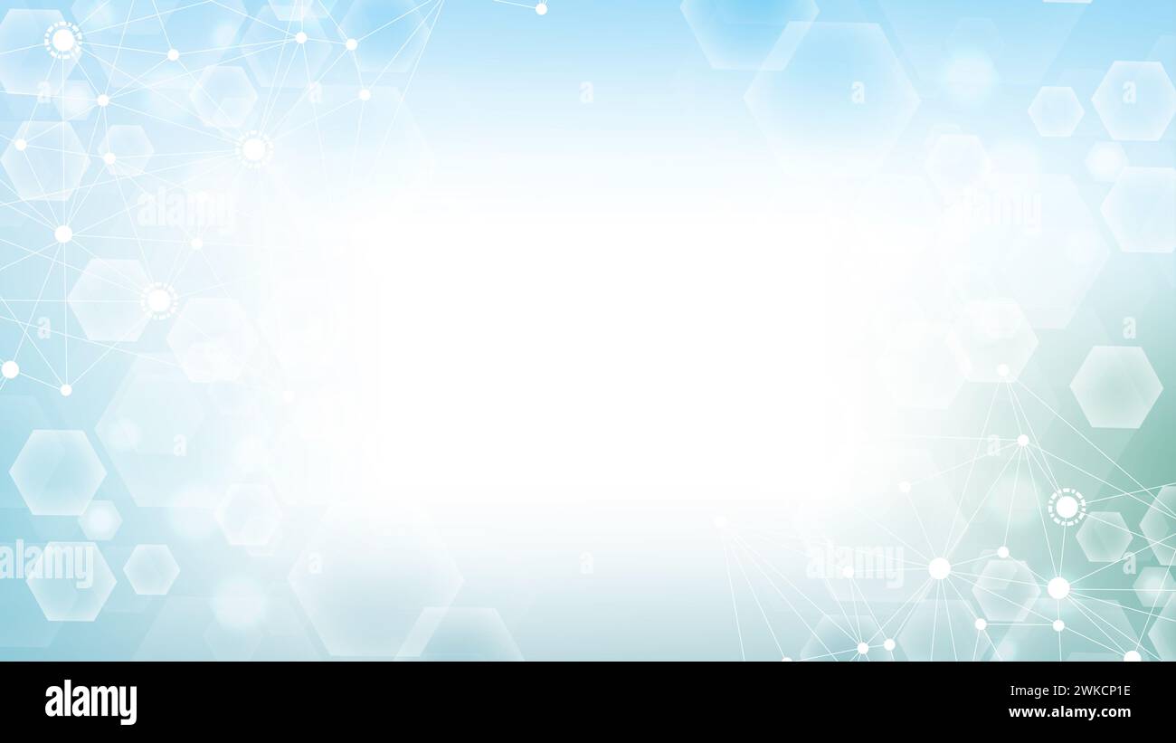 Modern science background with lines, dots and hexagons. Wave flow ...