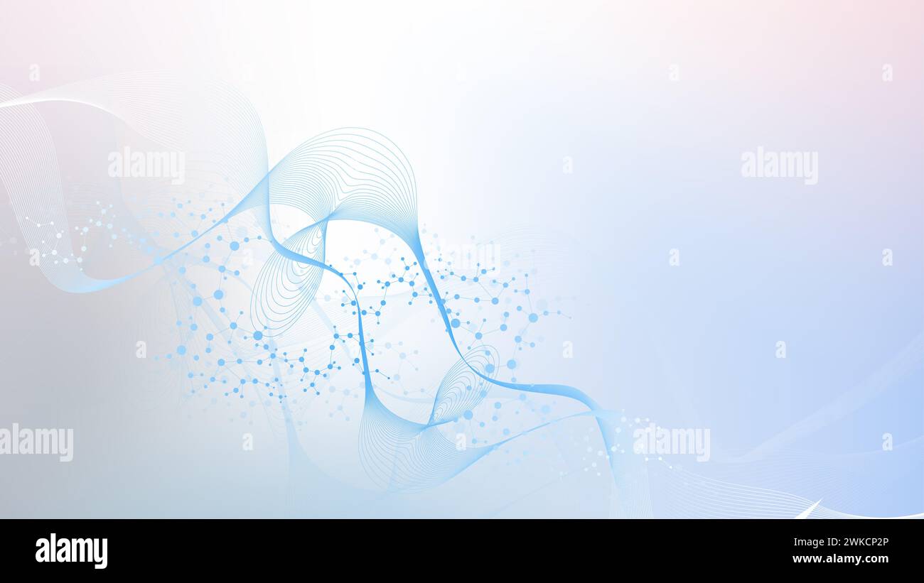 Modern Science Background With Lines Dots And Hexagons Wave Flow Abstract Background