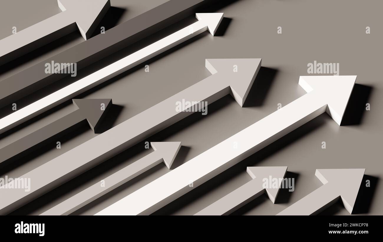 Arrow concept background indicating growth direction. 3d rendering ...