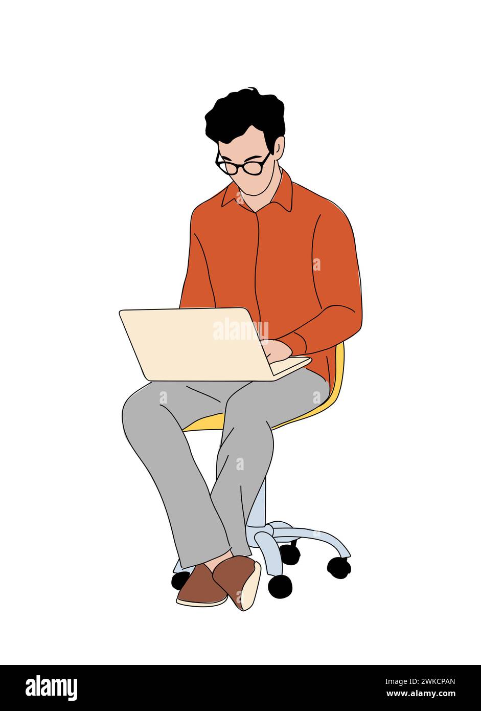 Handsome businessman working using Stock Vector Images - Alamy