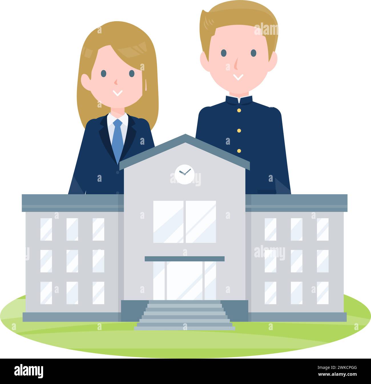 Caucasian male and female students. Vector art that is easy to edit ...