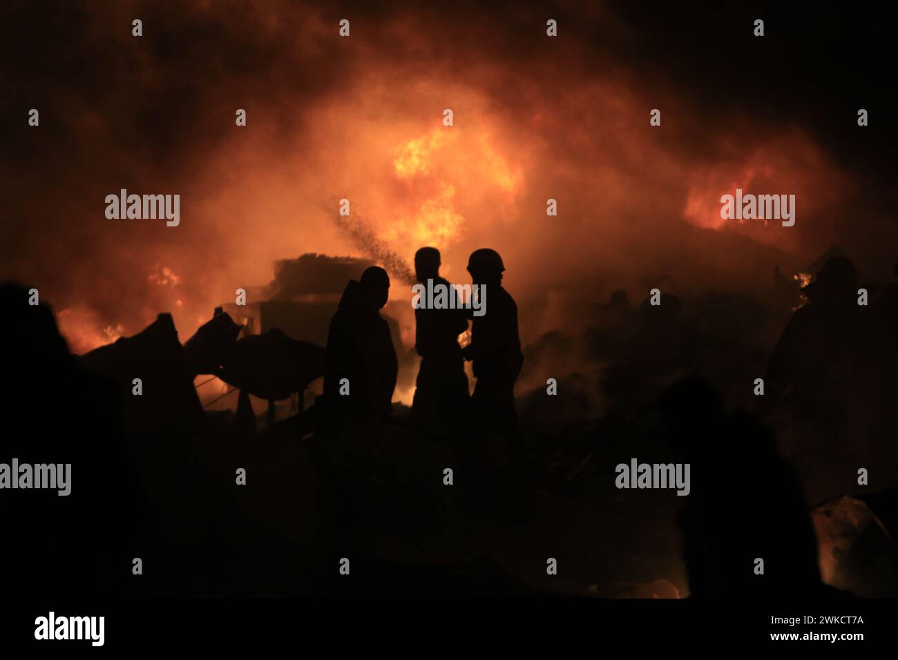 Ghazieh, Lebanon. 19th Feb, 2024. Firefighters extinguish fire caused ...