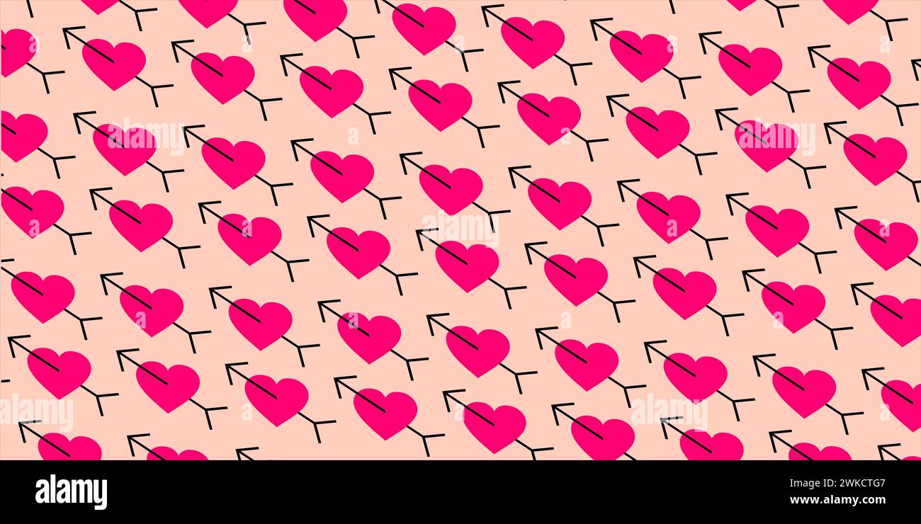 Cute love heart seamless pattern illustration. Cute romantic pink ...