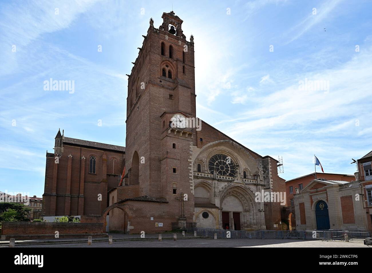 West facade of Toulouse Cathedral of Saint Stephen (Etienne), with rose ...
