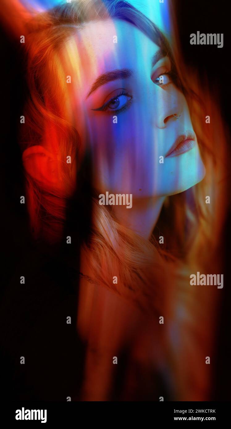 Abstract portrait of young woman. Double exposure Stock Photo - Alamy