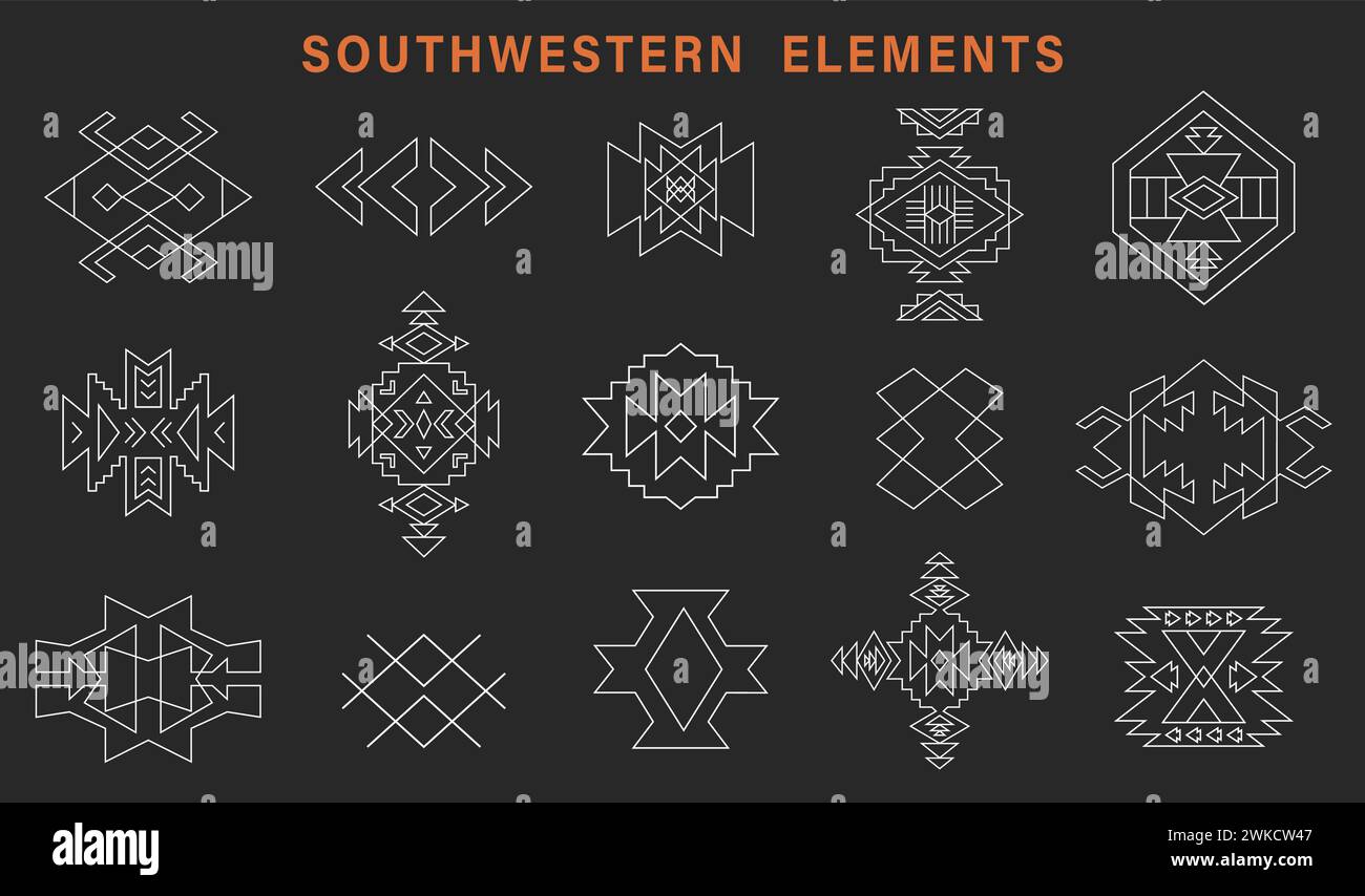 Aztec Navajo Tribal Shapes Set Southwestern Symbol Stock Vector Image ...