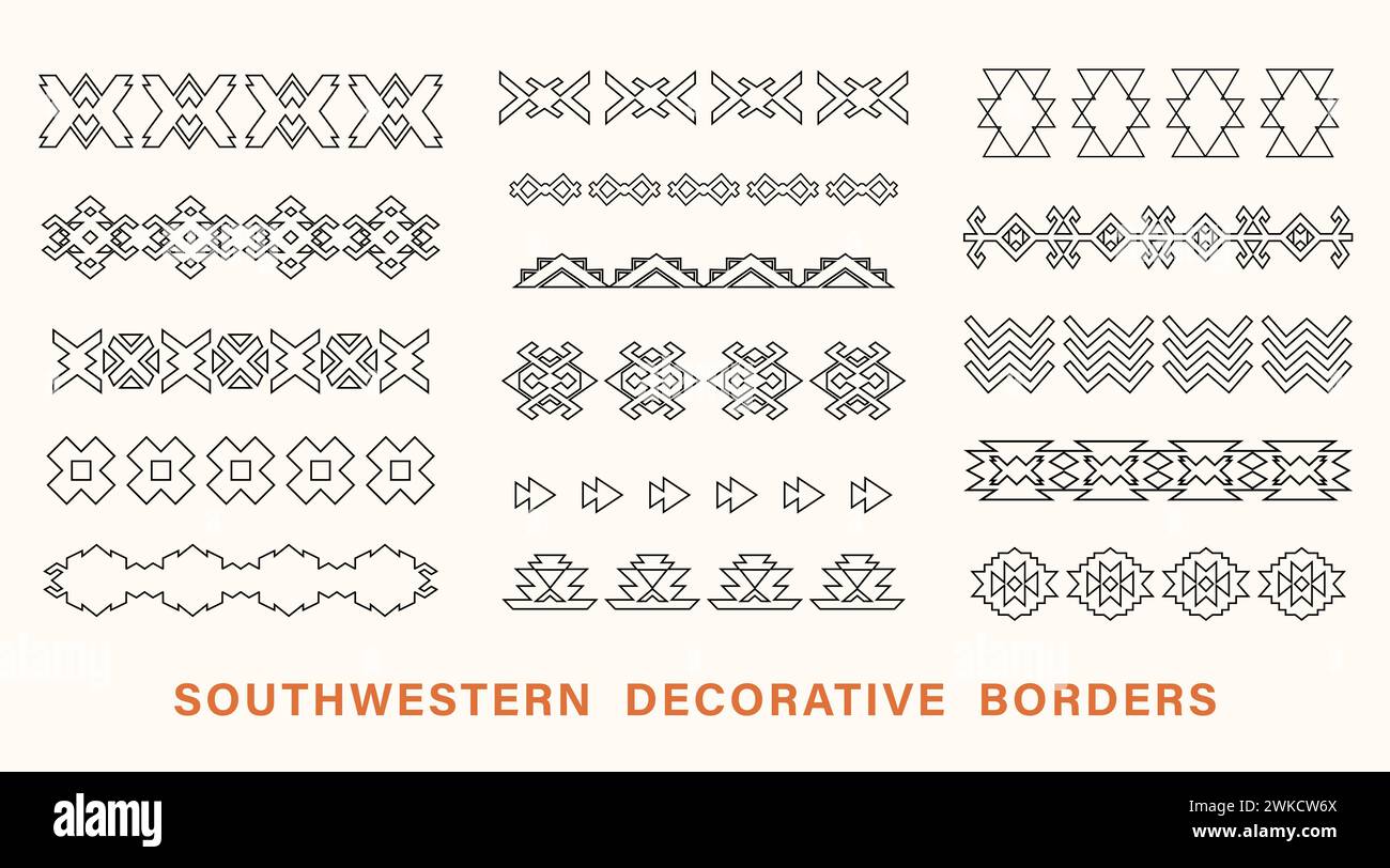 Tribal Outline Borders Set Southwestern Strokes Stock Vector Image ...