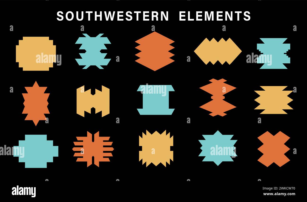 Aztec Navajo Tribal Shapes Set Southwestern Symbol Stock Vector Image ...