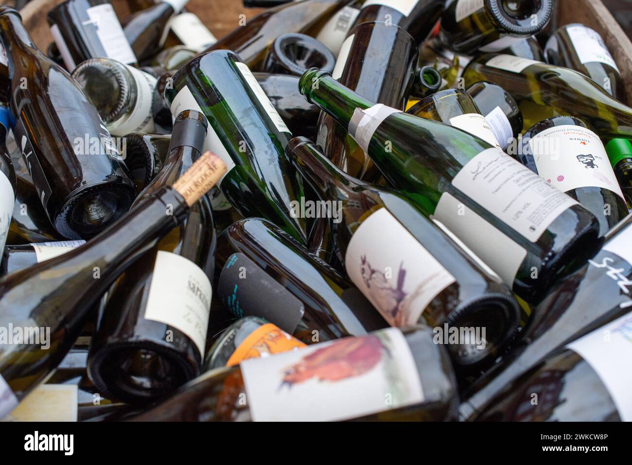 An assortment of empty wine bottles Stock Photo - Alamy