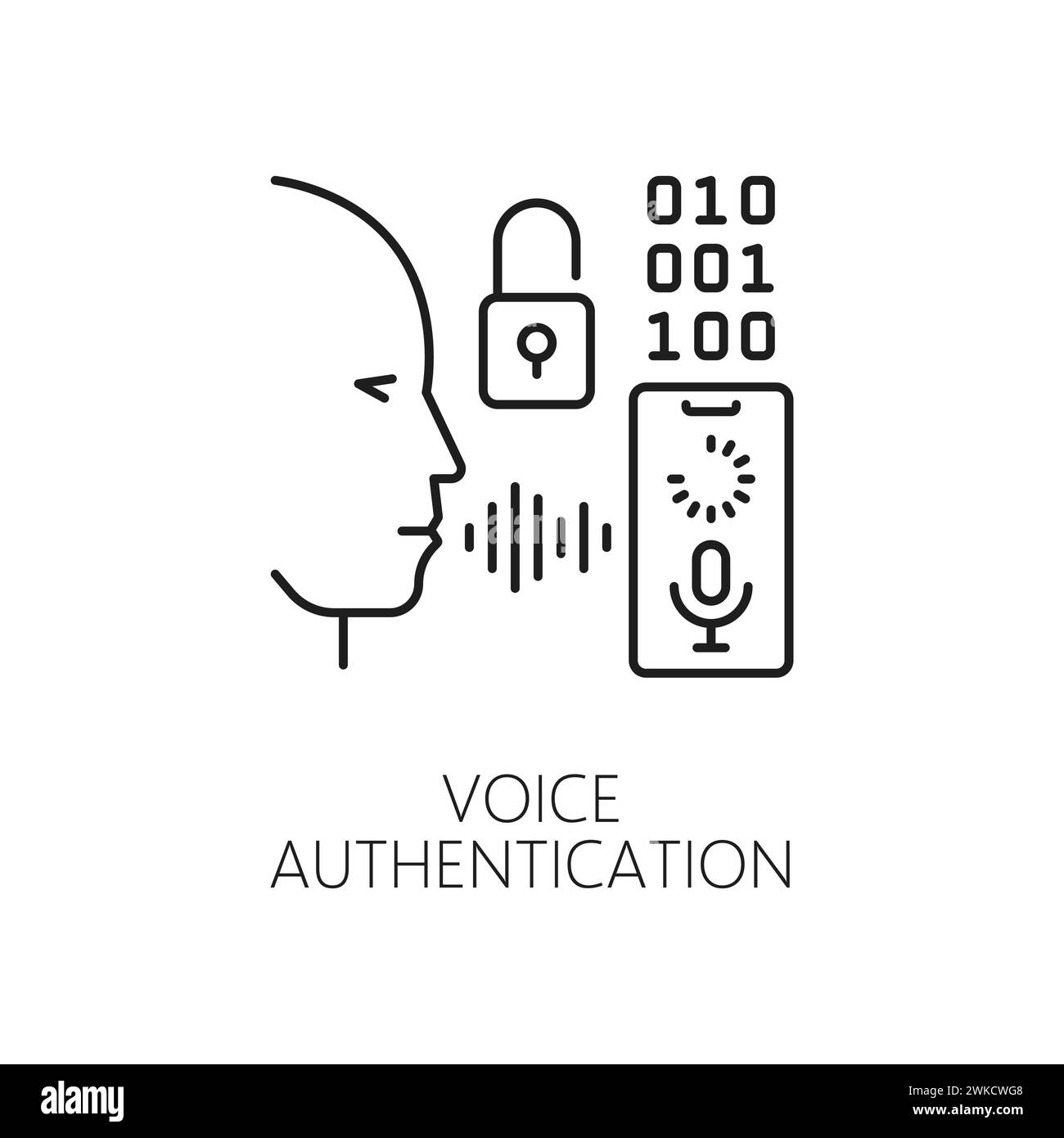Voice authentication icon, biometric identification, recognition and ... Voice authentication icon, biometric identification, recognition and ...