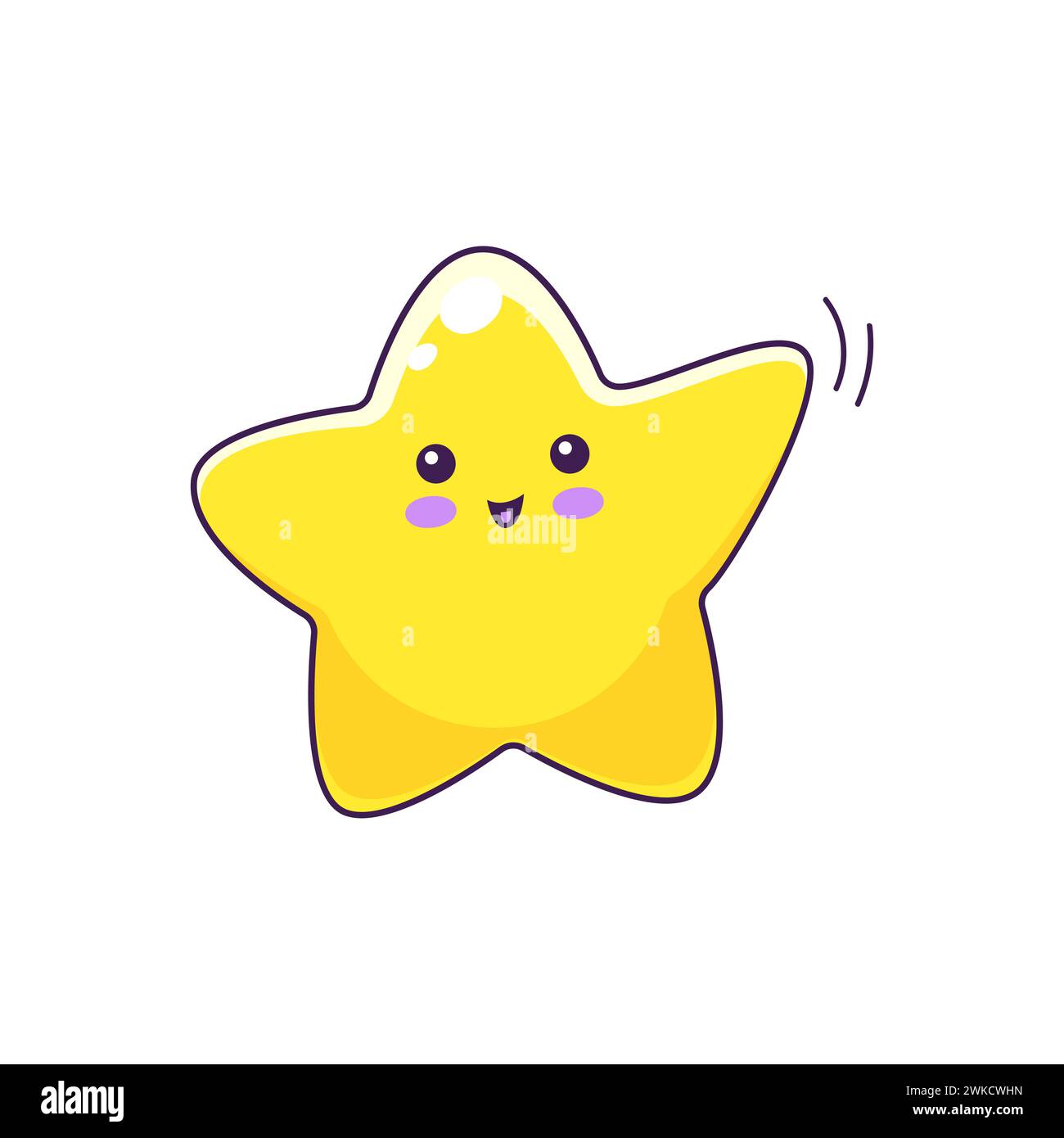 Cartoon funny emoji, cute twinkle, kawaii star character. Funny star ...
