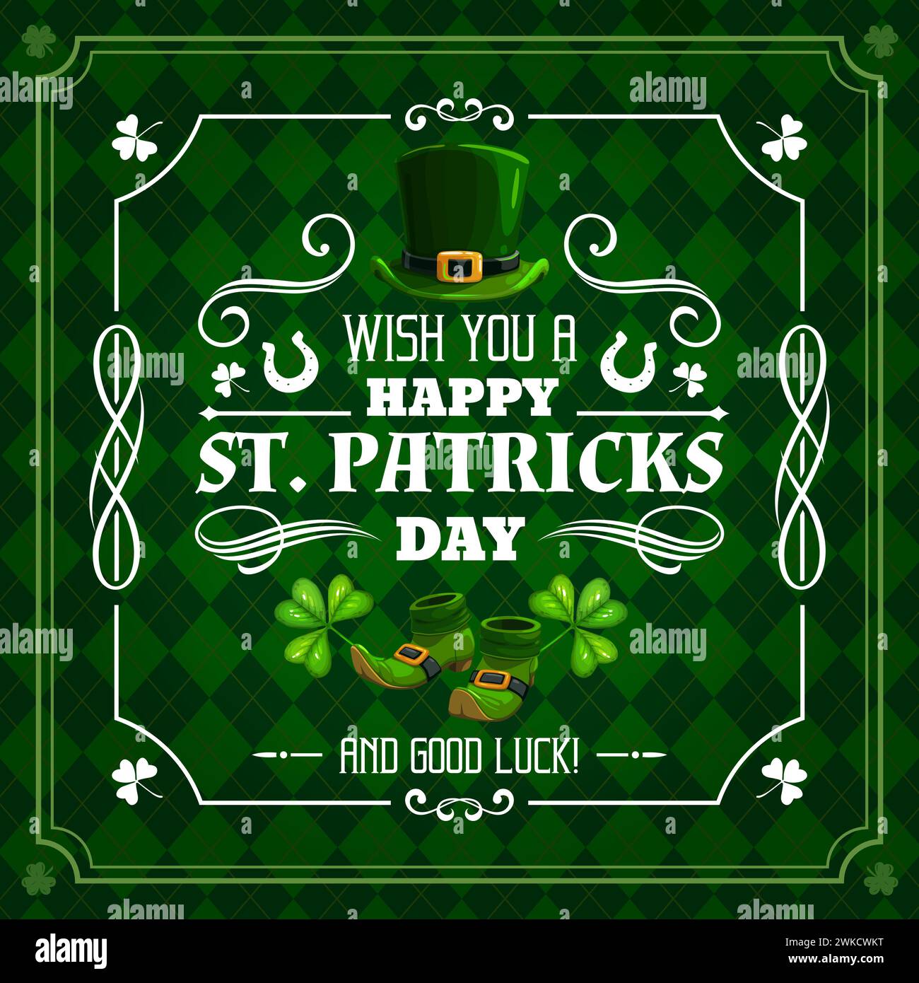 Saint Patricks day holiday greetings, green banner or poster with Irish ...