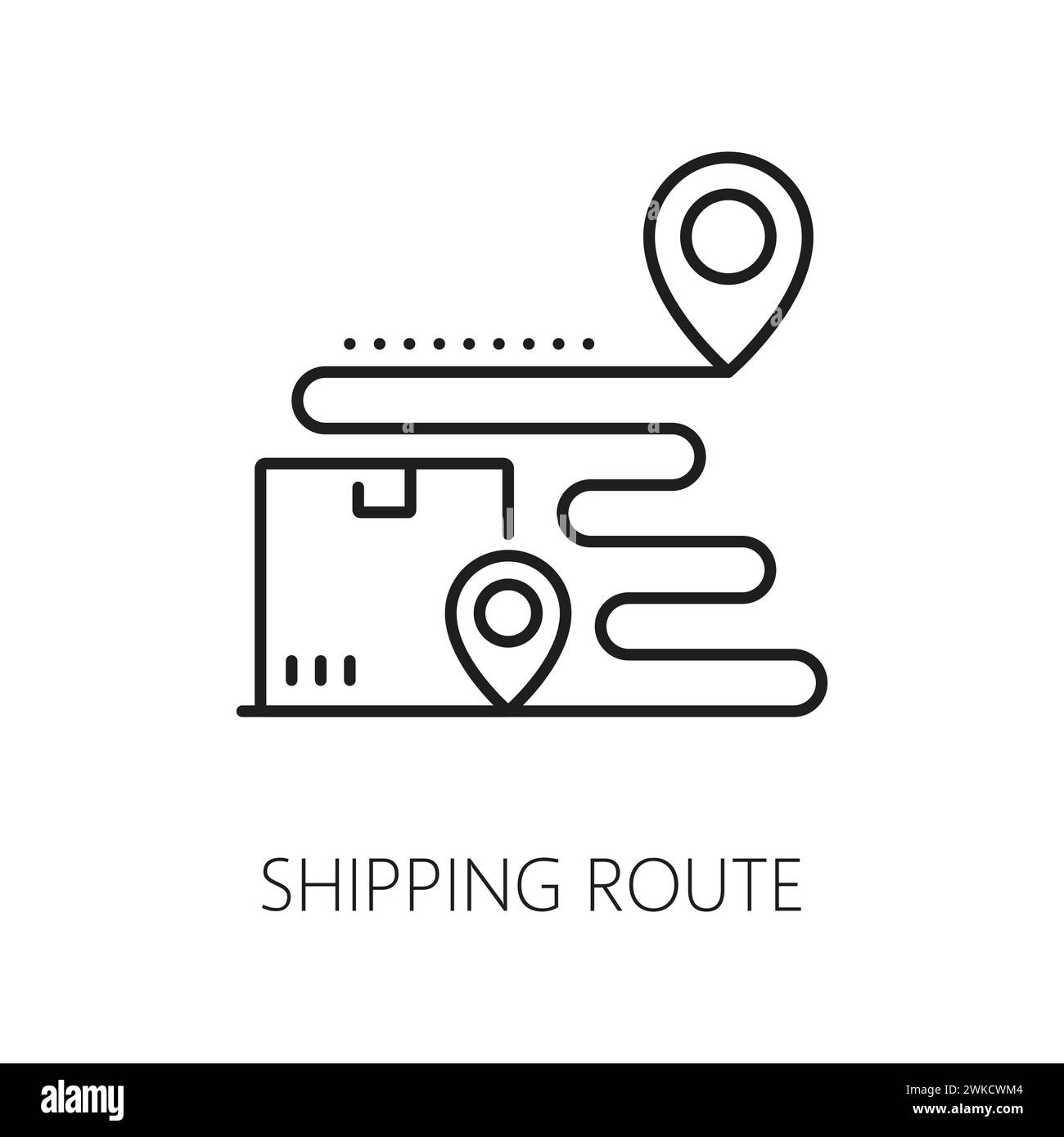 Logistics and delivery line icon of shipping route and cargo supply ...