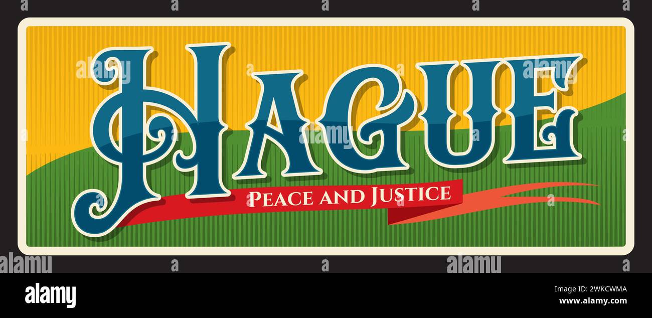 Hague Dutch city travel sticker and plate of Netherlands, vector ...