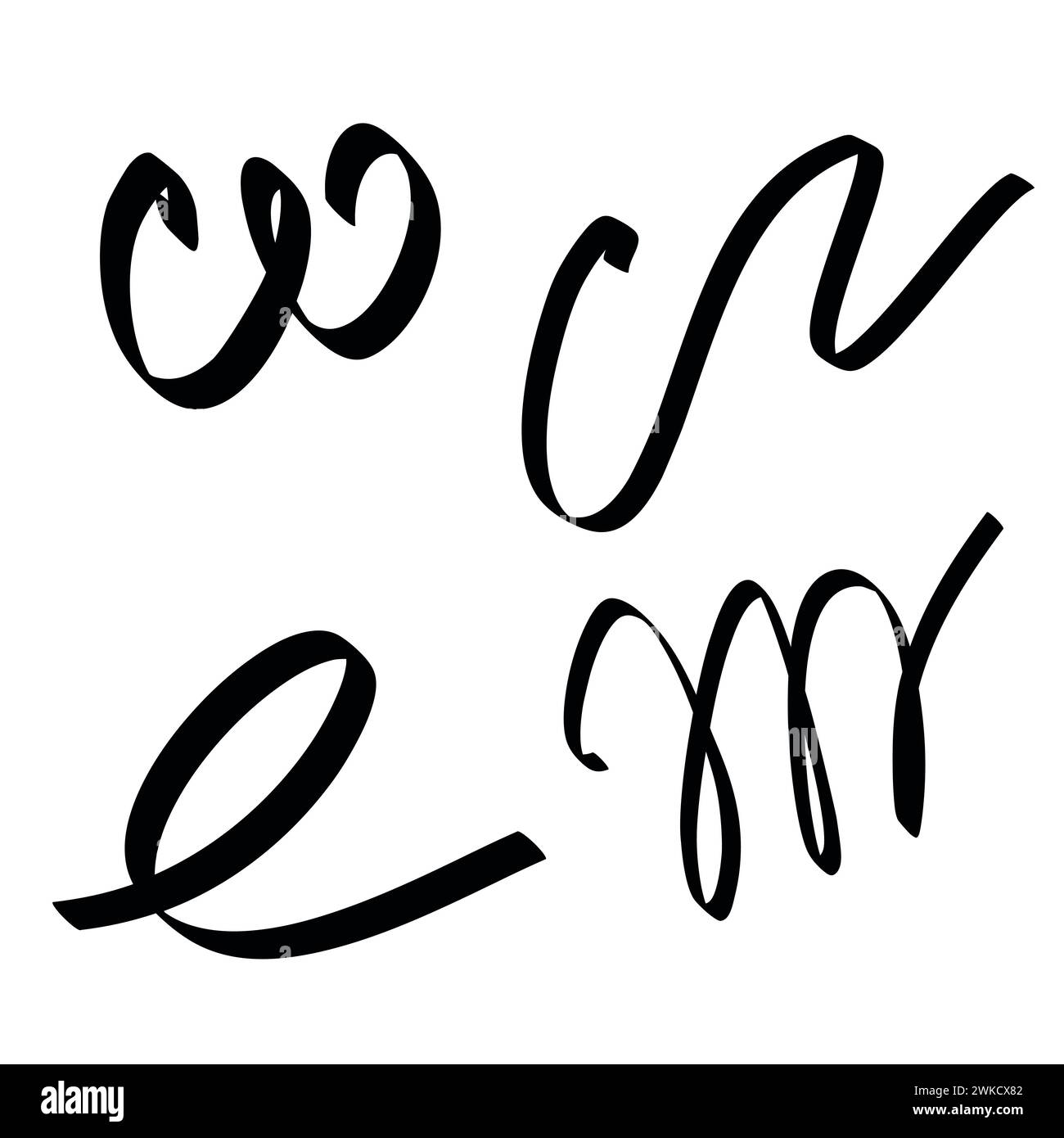 Vector set of abstract scribble bold brush pen elements. Hand drawn grunge paint stains ...