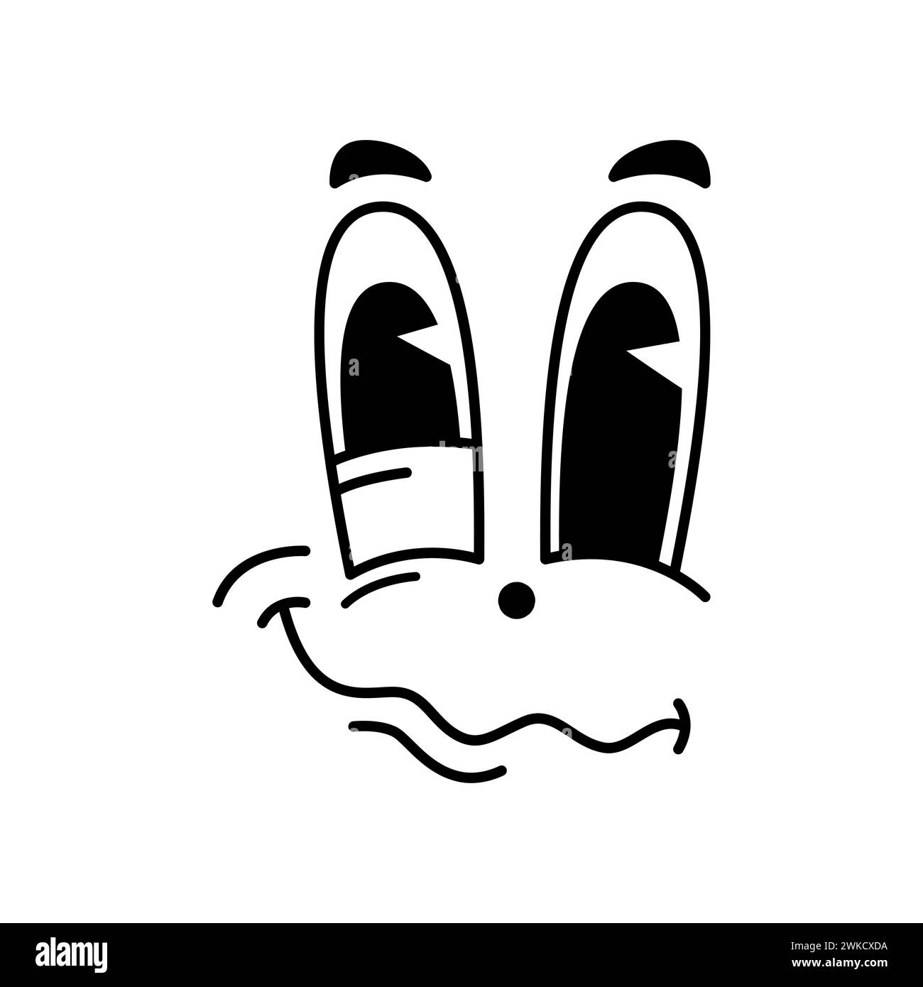 Cartoon rumpled, funny comic groovy face emotion and retro cute emoji ...