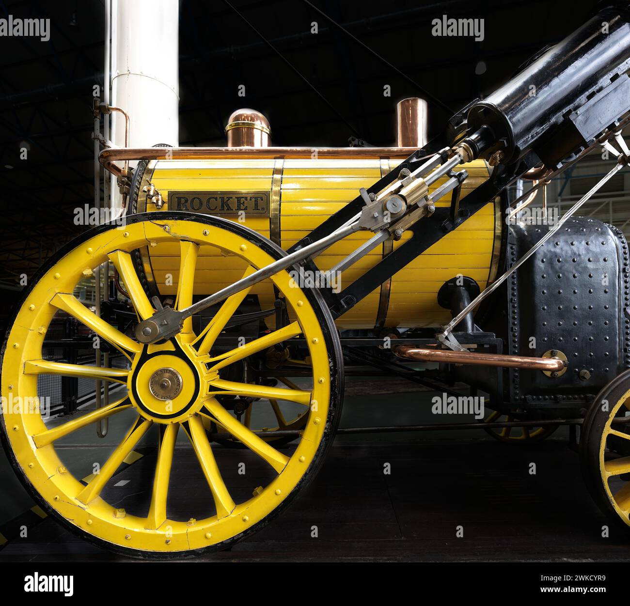 Replica of Robert Stephenson's Rocket engine, 1829; railway museum ...