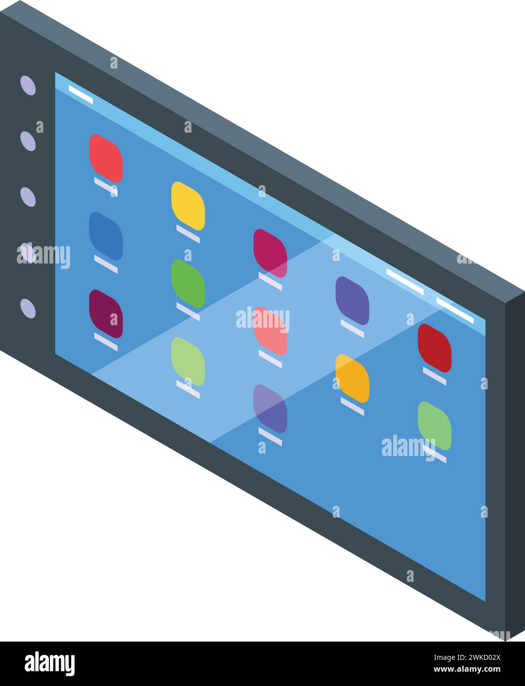 Modern digital display icon isometric vector. Car music console ...