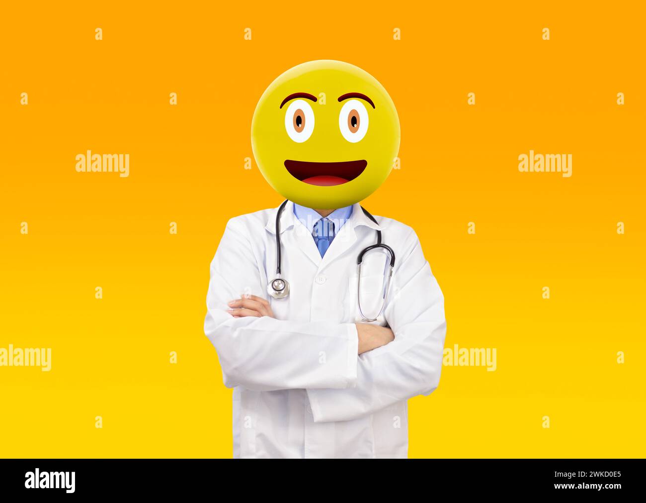 Emoji head man doctor standing with his arms folded and smiling at the ...