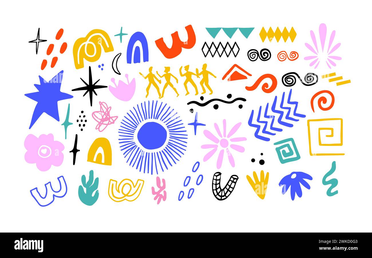 Set of colorful ancient greek abstract doodle elements Stock Vector ...